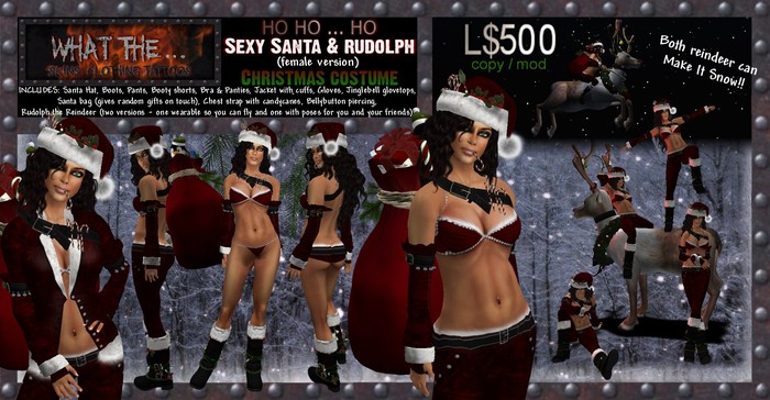 Second Life Marketplace Sexy Santa Female And Rudolph Christmas Costume